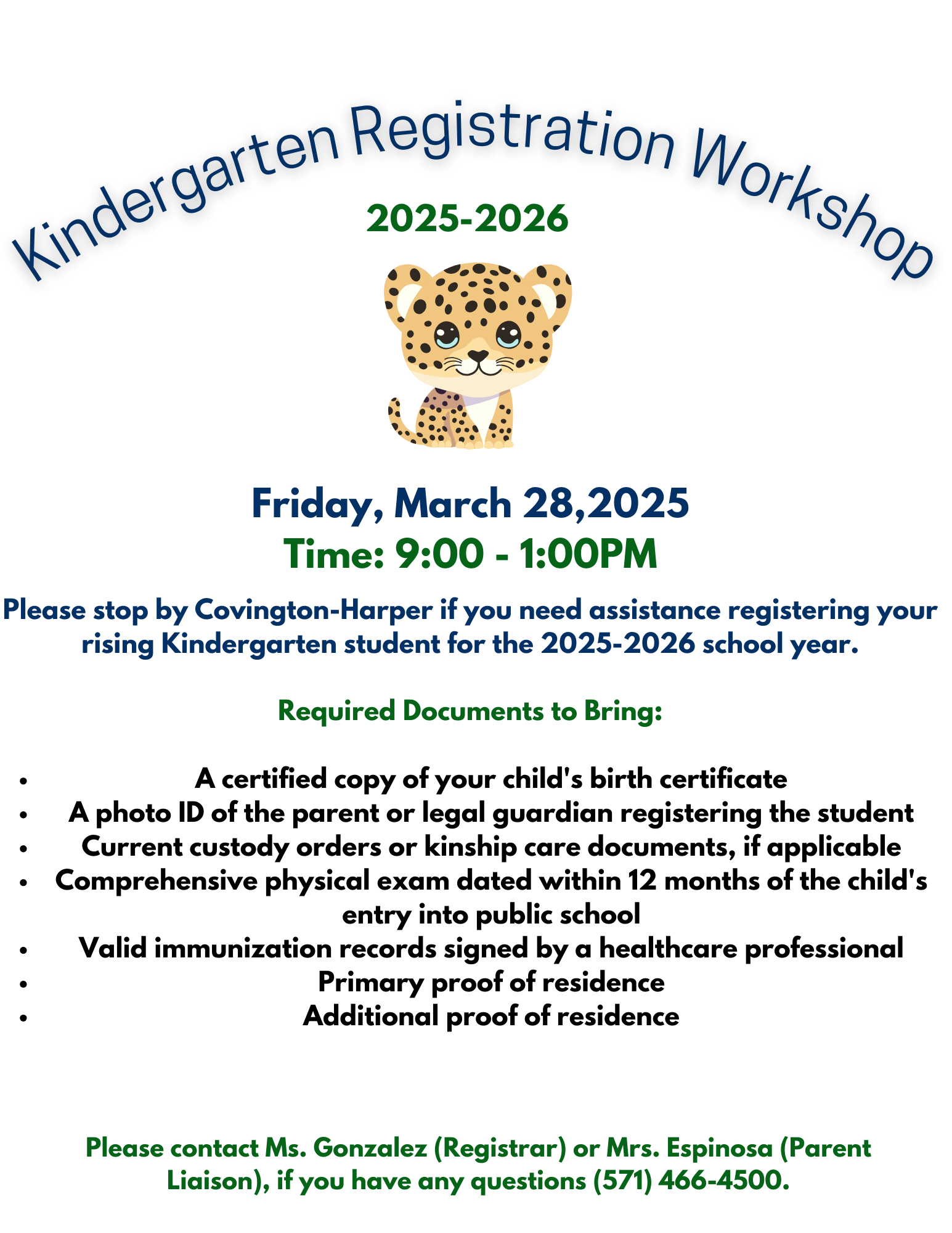Kindergarten Registration 2025-2026 - Covington-Harper Elementary School